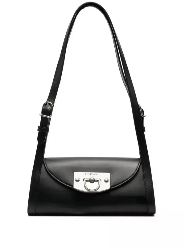 DURAZZI MILANO Flip-lock Leather Shoulder Bag - Black