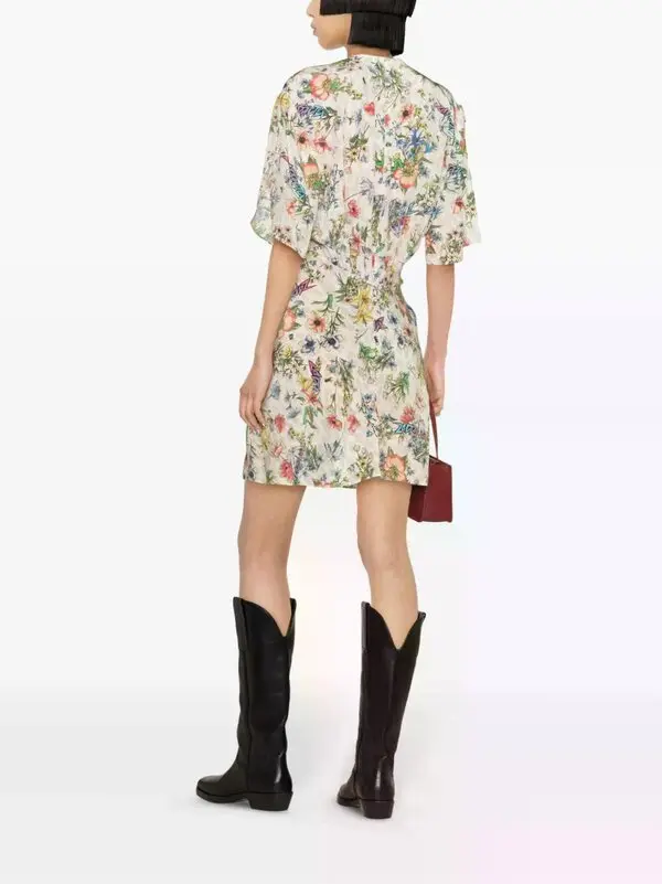 Zadig&Voltaire Rozom Twisted Garden-print Silk Mini Dress