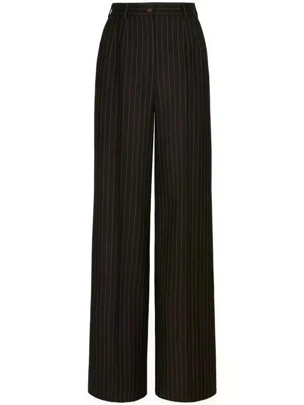 Dolce & Gabbana Pinstripe High-waist Wide-leg Trousers - Black