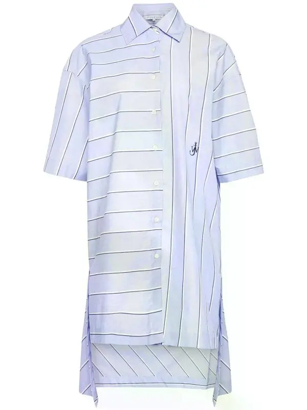 JW Anderson High-low Hem Striped Shirt Dress - Blue