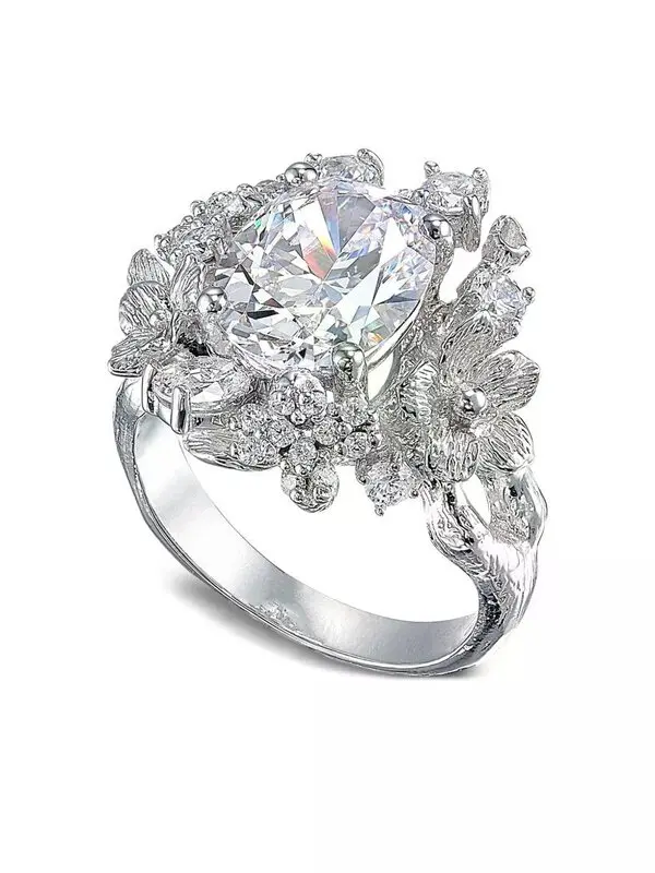 ANABELA CHAN 18kt White Gold Posy Diamond Ring - Silver
