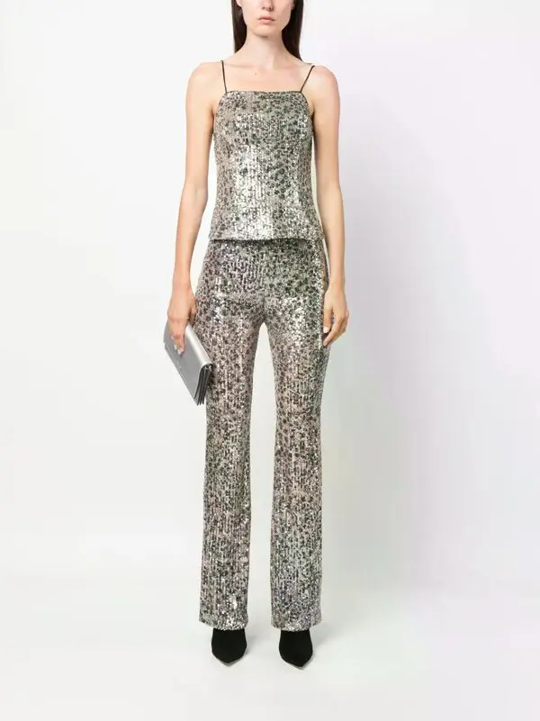 Liu Jo Sequin Embellished High-waisted Straight-leg Trousers