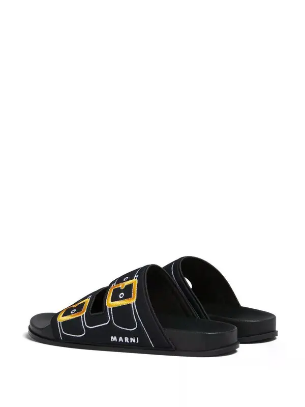 Marni Embroidered Motif Slip-on Slides