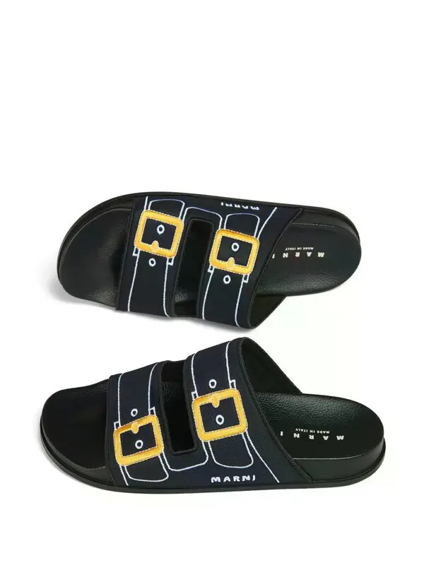 Marni Embroidered Motif Slip-on Slides