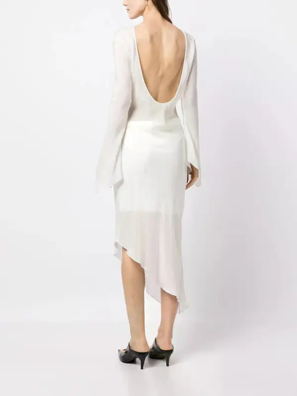 Matériel Asymmetric Backless Sheer Maxi Dress