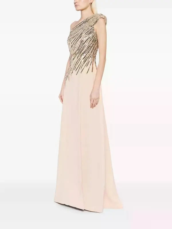 SAIID KOBEISY One Shoulder Sequin Gown