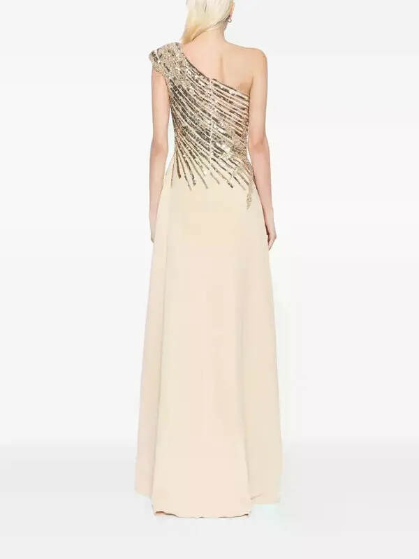 SAIID KOBEISY One Shoulder Sequin Gown