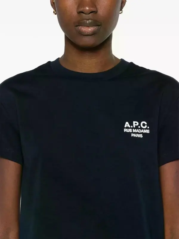 A.p.c. Logo Embroidered Cotton T-shirt - Blue