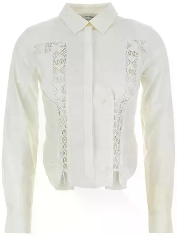 MARINE SERRE Cotton Poplin Corset Shirt - White