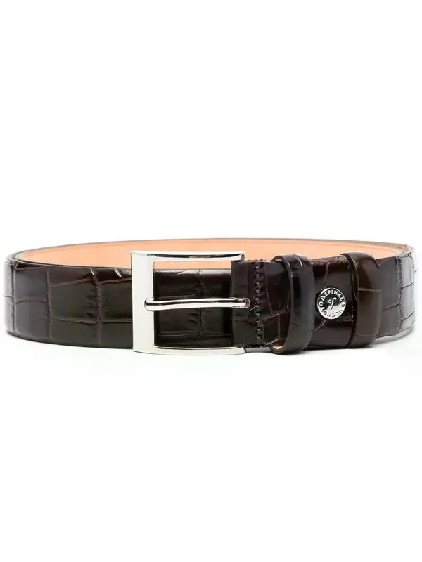 ASPINAL OF LONDON Crocodille-effect Embossed Belt - Brown