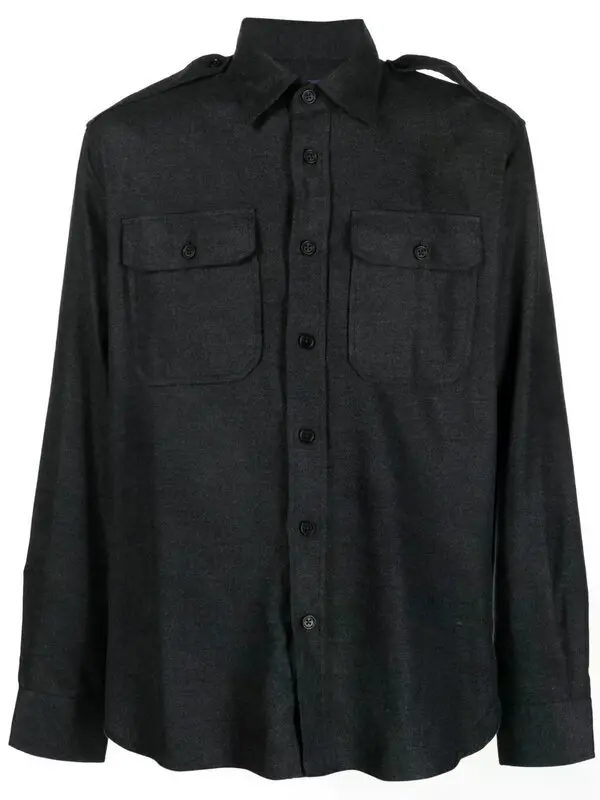 Ralph Lauren Purple Label Pointed-collar Button-up Cotton Blend Shirt