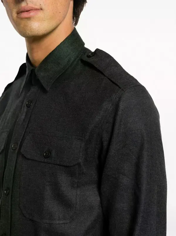 Ralph Lauren Purple Label Pointed-collar Button-up Cotton Blend Shirt