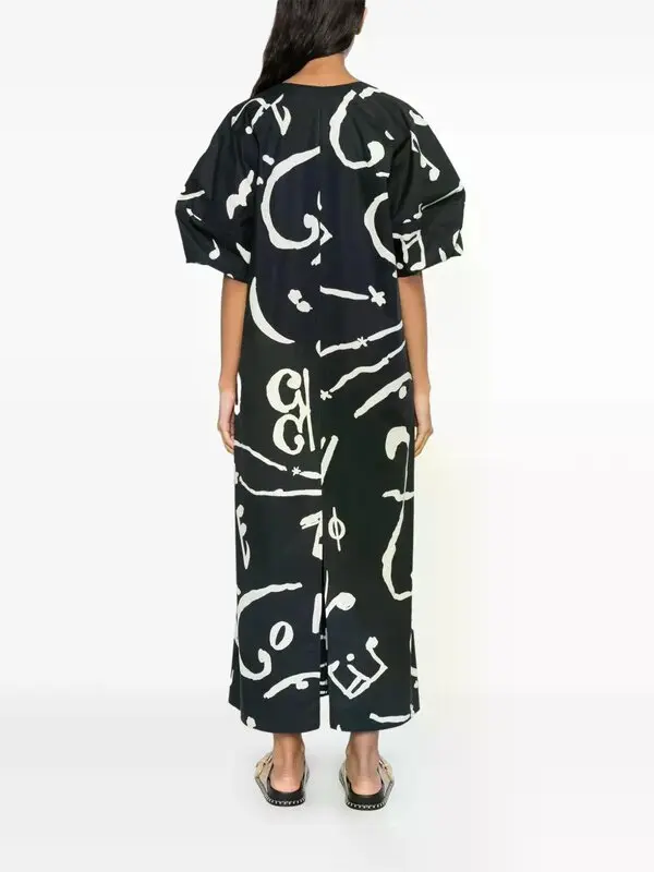 ALYSI Abstract Print V-neck Maxi Dress