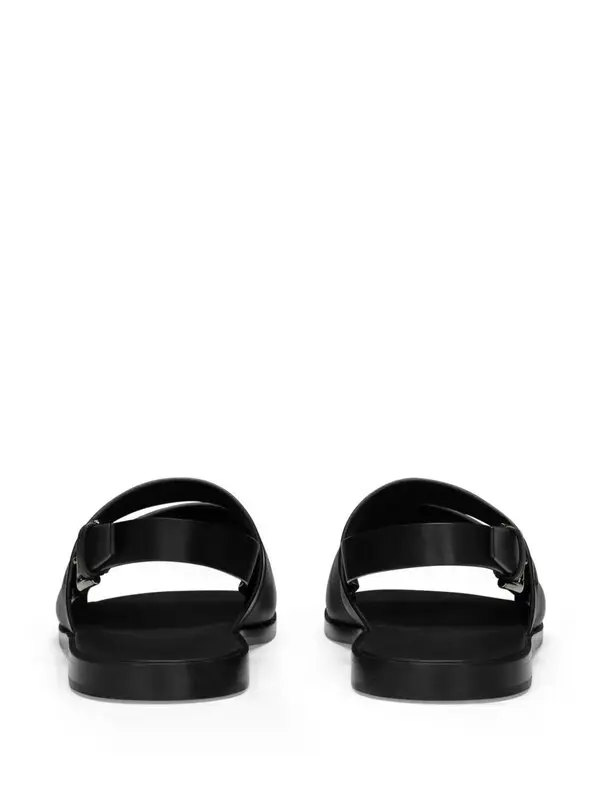 Dolce & Gabbana Embossed Logo Leather Sandals