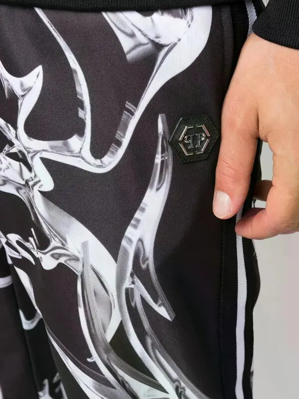 Philipp Plein Chrome Abstract-pattern Track Pants