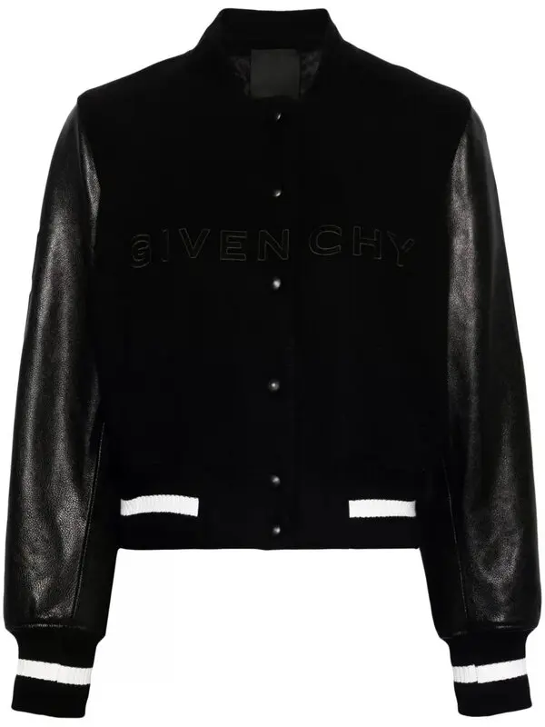 Givenchy Press-stud Bomber Jacket With Leather Sleeves