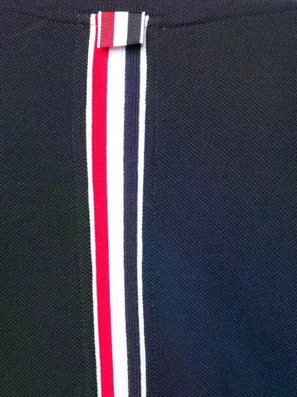 Thom Browne Relaxed Fit Piqué T-shirt With Signature Trim - Blue