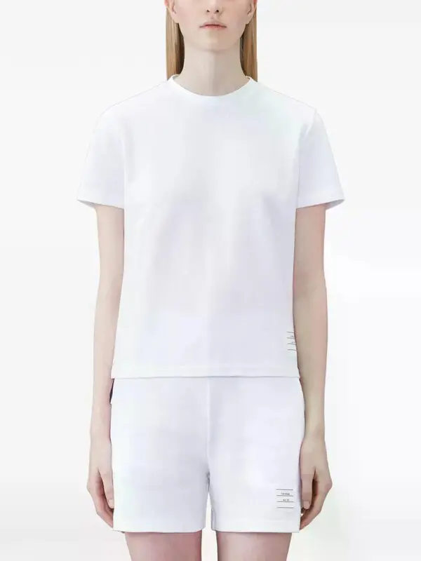 Thom Browne Relaxed Fit Piqué T-shirt With Signature Trim - Blue