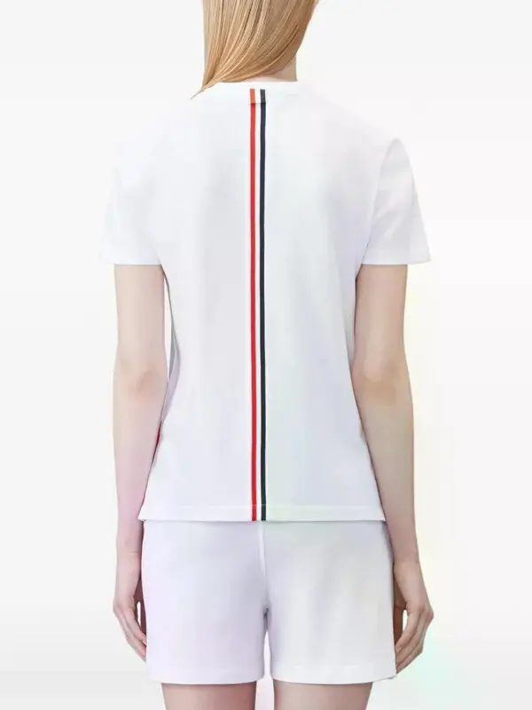 Thom Browne Relaxed Fit Piqué T-shirt With Signature Trim - Blue