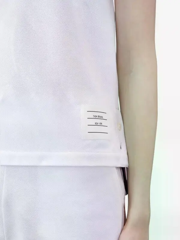 Thom Browne Relaxed Fit Piqué T-shirt With Signature Trim - Blue