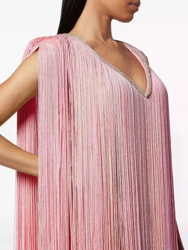 Philipp Plein Embellished Fringe V-neck Mini Dress
