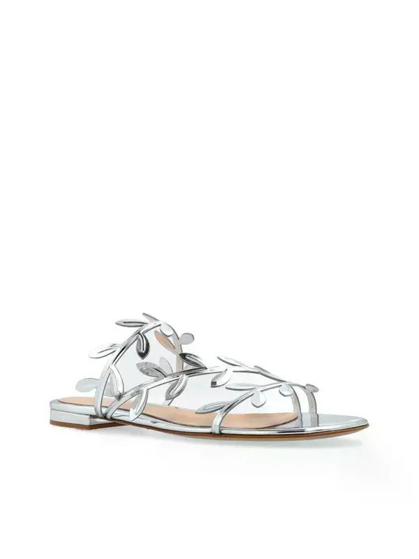 GIANVITO ROSSI Flavia Leaf Sandals - Silver