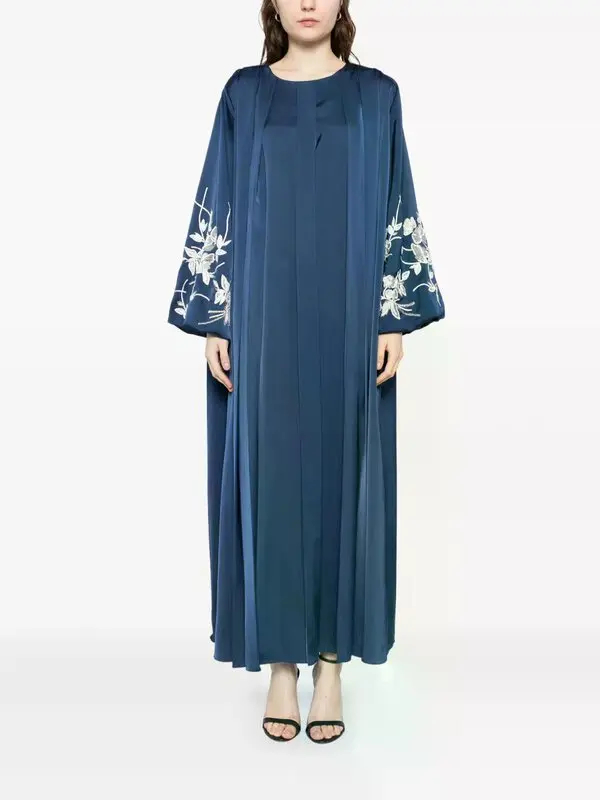 SHATHA ESSA Floral Embroidered Dress - Blue