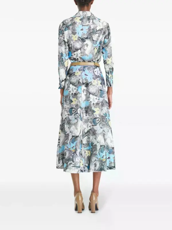 Tory Burch Floral Print Silk Shirt - Grey