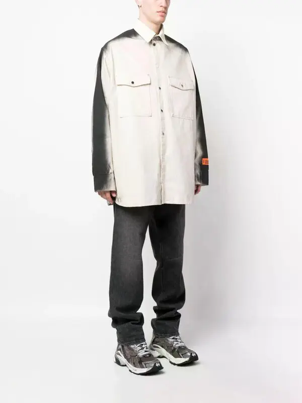 Heron Preston Faded-effect Logo-patch Shirt