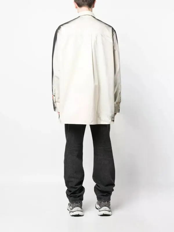 Heron Preston Faded-effect Logo-patch Shirt