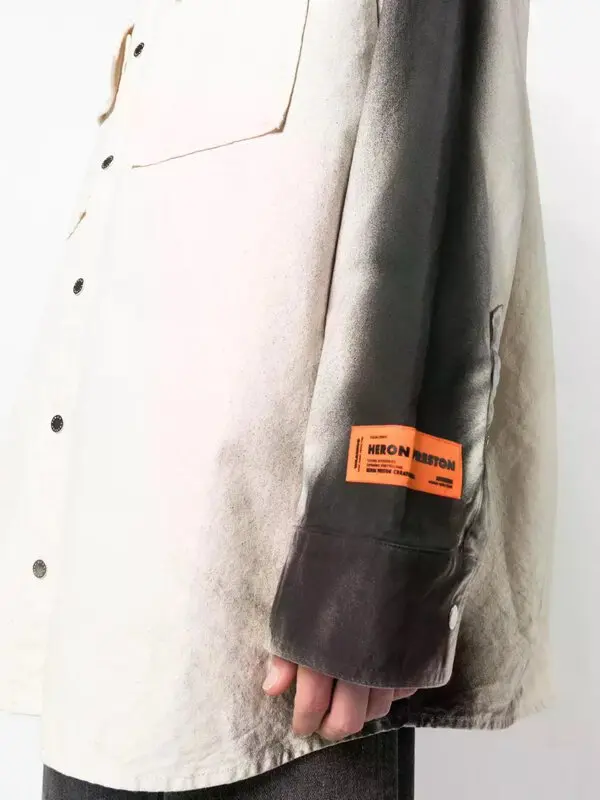 Heron Preston Faded-effect Logo-patch Shirt