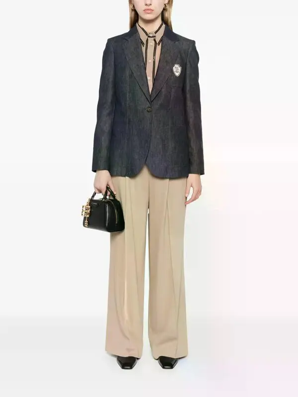 Brunello Cucinelli Chambray Blazer With Crest Detail