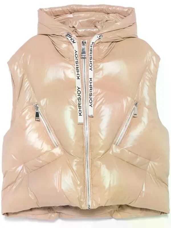 Khrisjoy Quilted Vest With Drawstring Hood - Neutrals