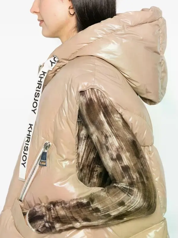 Khrisjoy Quilted Vest With Drawstring Hood - Neutrals