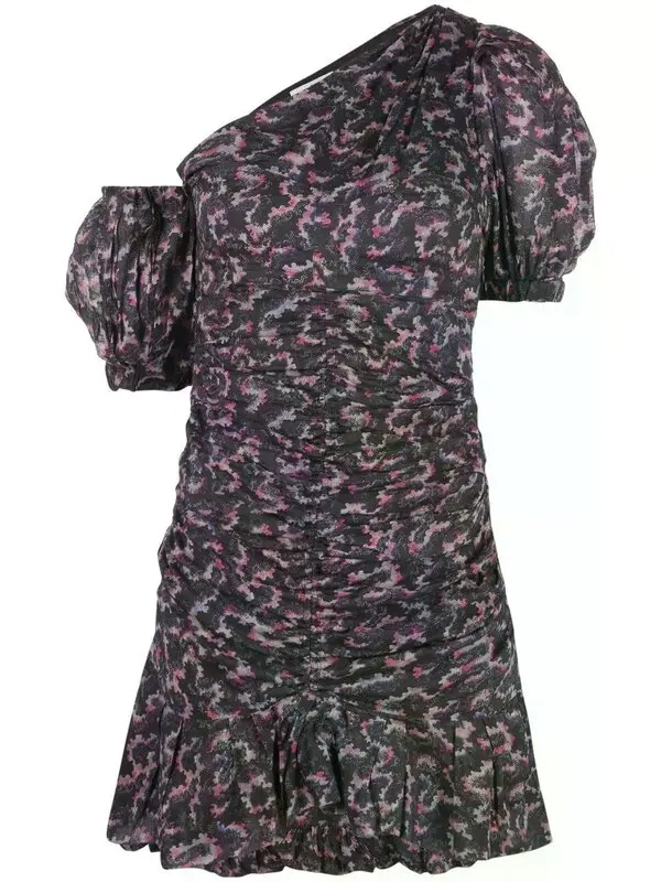 MARANT ETOILE Lecia Asymmetrical Puff Sleeve Mini Dress - Blue