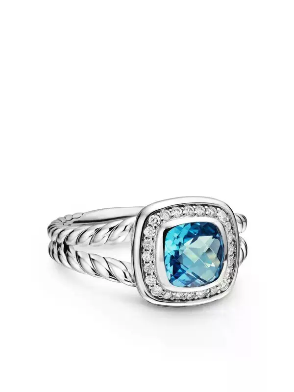 David Yurman Sterling Petite Albion Topaz And Diamond Ring