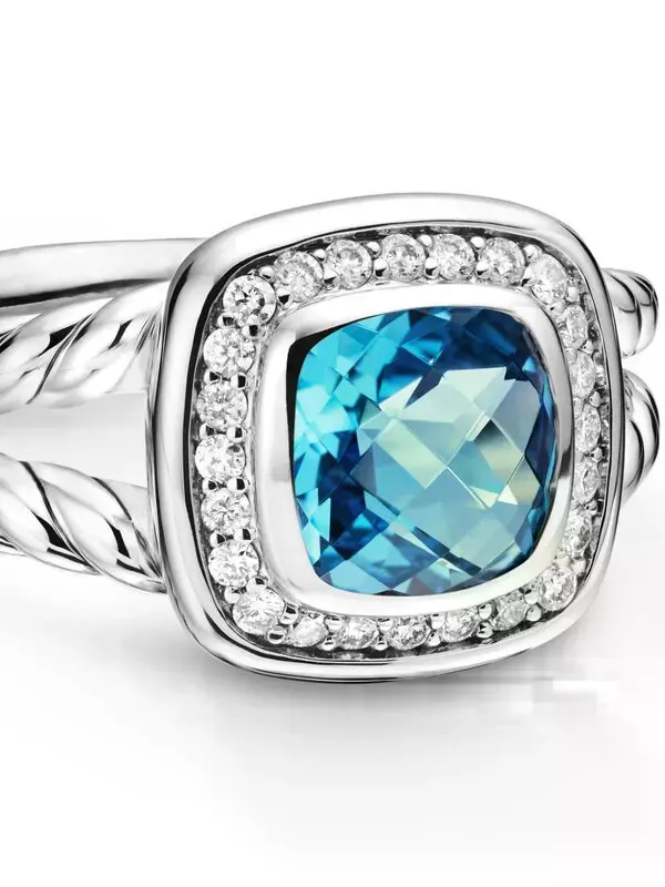 David Yurman Sterling Petite Albion Topaz And Diamond Ring
