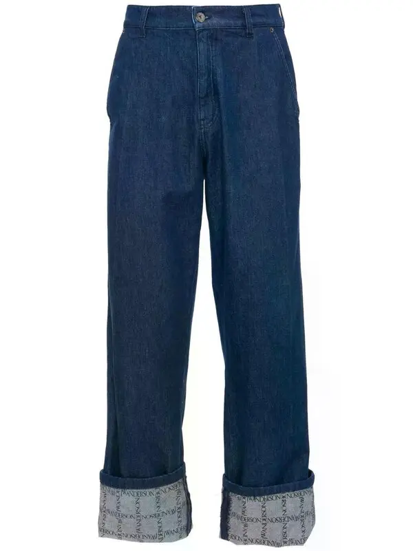 JW Anderson Grid-print Wide-leg Jeans