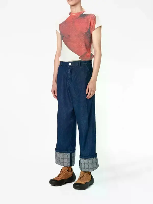 JW Anderson Grid-print Wide-leg Jeans