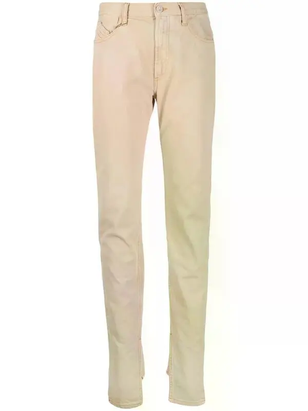 Attico Straight-leg Jeans With Slit Hem - Neutrals