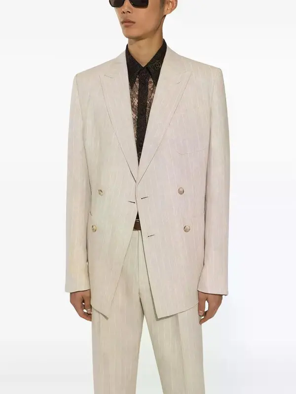 Dolce & Gabbana Pinstriped Linen Blazer - Neutrals