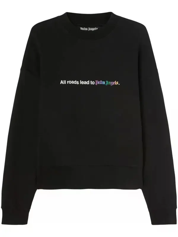 Palm Angels All Roads Slogan-print Cotton Sweatshirt