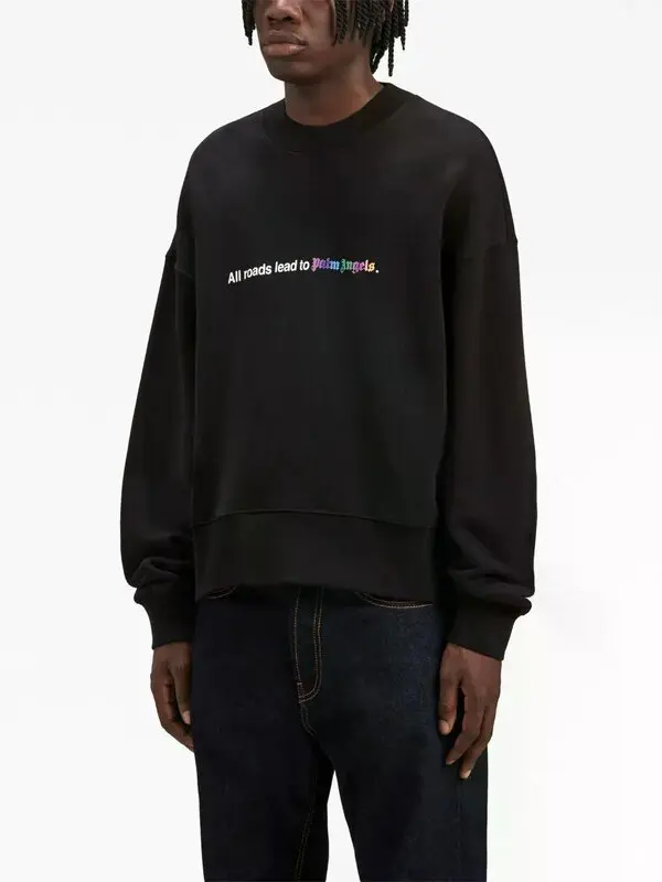 Palm Angels All Roads Slogan-print Cotton Sweatshirt