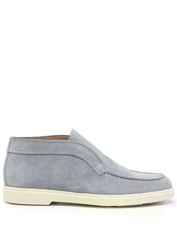Santoni Suede Slip-on Boots - Blue