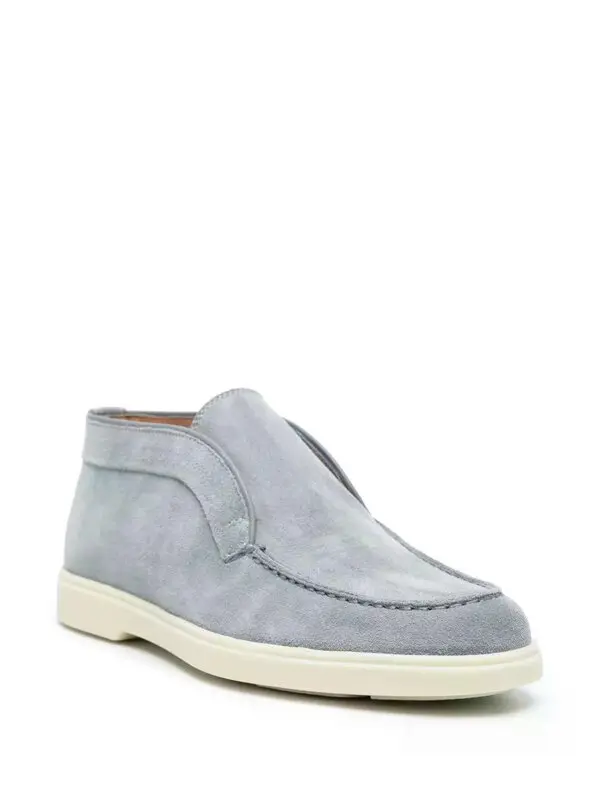 Santoni Suede Slip-on Boots - Blue