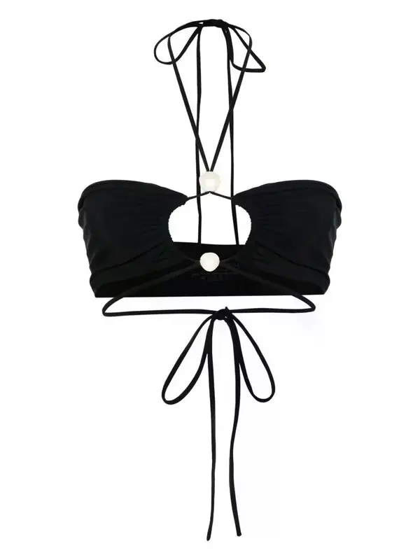 Magda Butrym Pearl-detailed Bandeau Bikini Top - Black