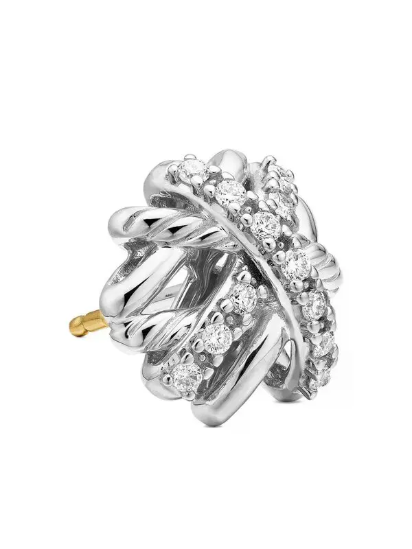 David Yurman Sterling And Diamond Crossover Stud Earrings