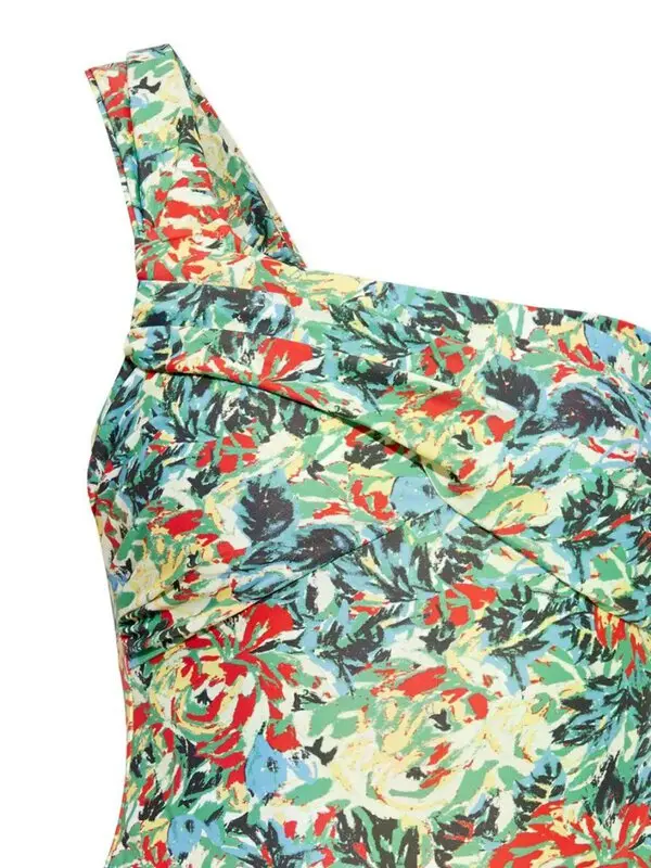 GANNI Floral-print One-shoulder Swimsuit