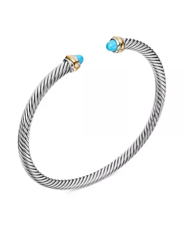 David Yurman 18k Yellow Gold And Sterling Classic Cable Turquoise Bracelet