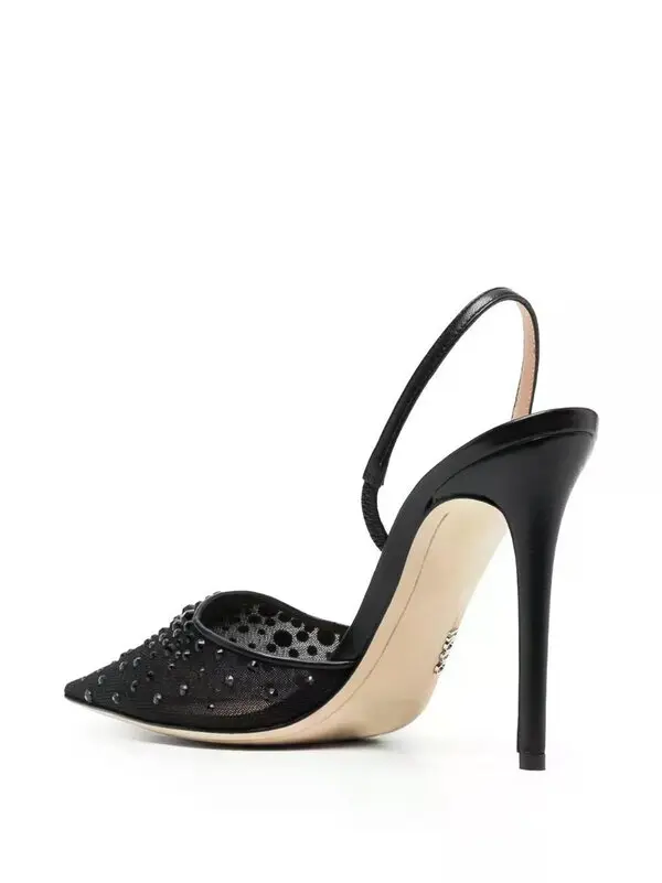 Rodo Crystal Embellished Calf Leather Slingback Pumps